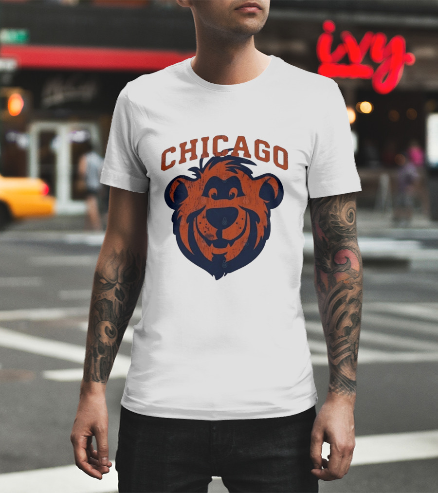 Chicago Bears Distressed Bear Face T-Shirt