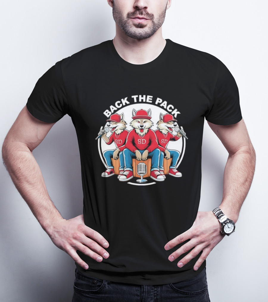 Back The Pack SD Wolf Rap Crew Hip Hop Trio Performance T-Shirt