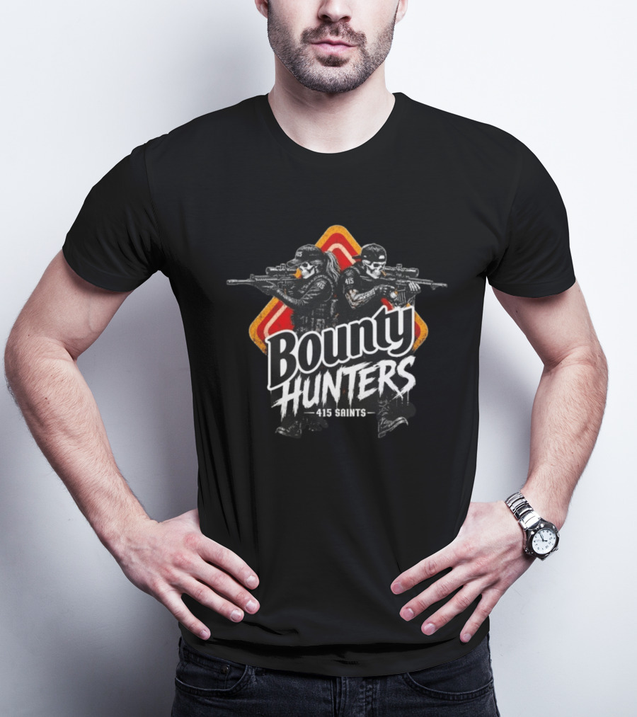 Bounty Hunters 415 Saints Skull Tactical Team Duo T-Shirt