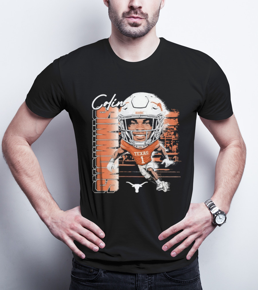 Colin Simmons Texas Longhorns Football Player Number 1 Distressed T-Shirt
