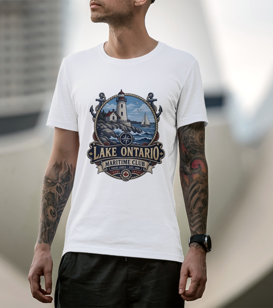 Lake Ontario Maritime Club Great Lakes Lighthouse Sailboat Est 1808 T-Shirt