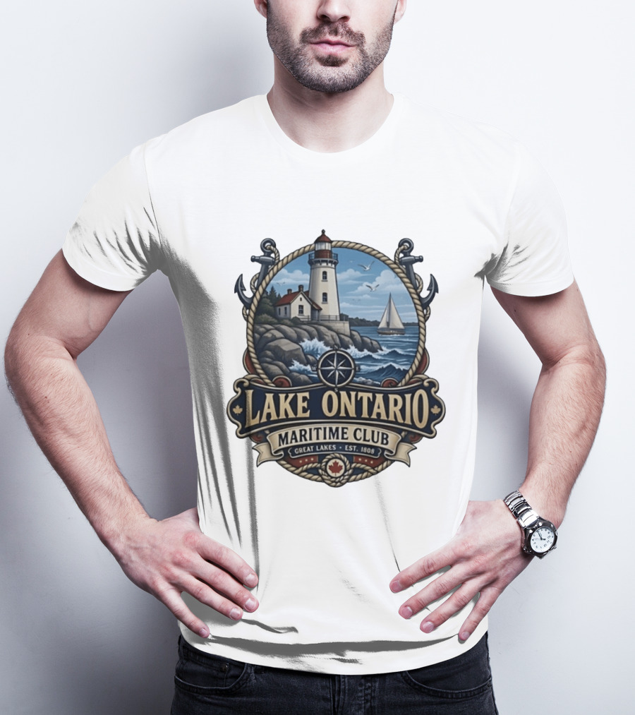Lake Ontario Maritime Club Great Lakes Lighthouse Sailboat Est 1808 T-Shirt