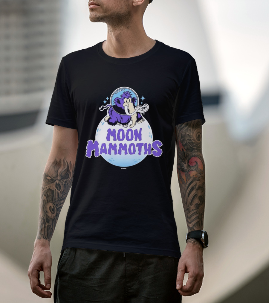 Moon Mammoths Purple Space Elephant Creature Astronaut T-Shirt