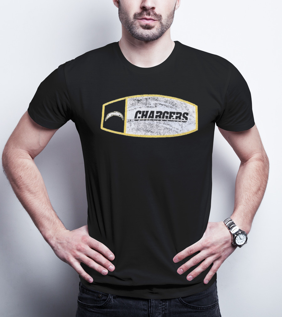 Los Angeles Chargers Distressed Look With Iconic Bolt Border T-Shirt