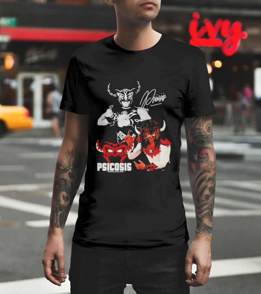 Psicosis Suprema Lucha Libre Wrestling Demon Mask Signature T-Shirt