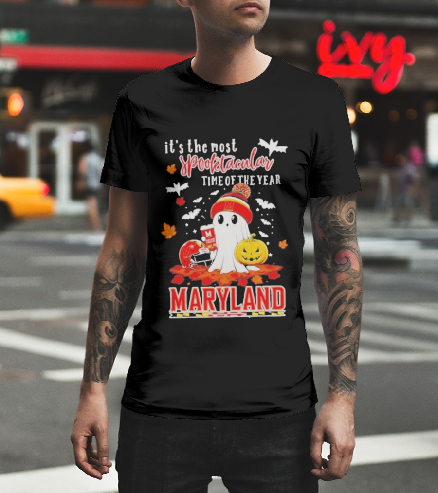 Maryland Terrapins Halloween 2026 Most Spooktacular Time Of The Year Ghost T-Shirt