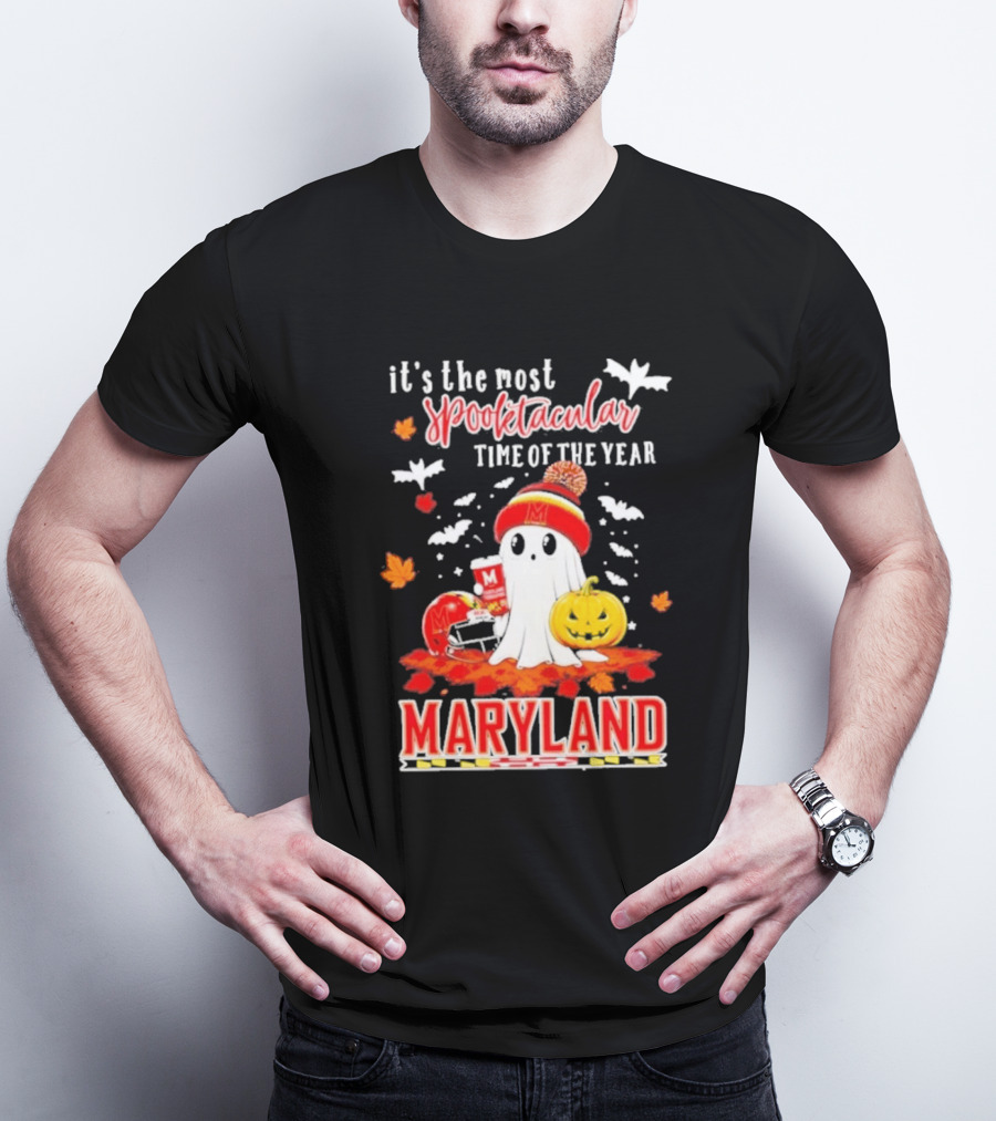 Maryland Terrapins Halloween 2026 Most Spooktacular Time Of The Year Ghost T-Shirt