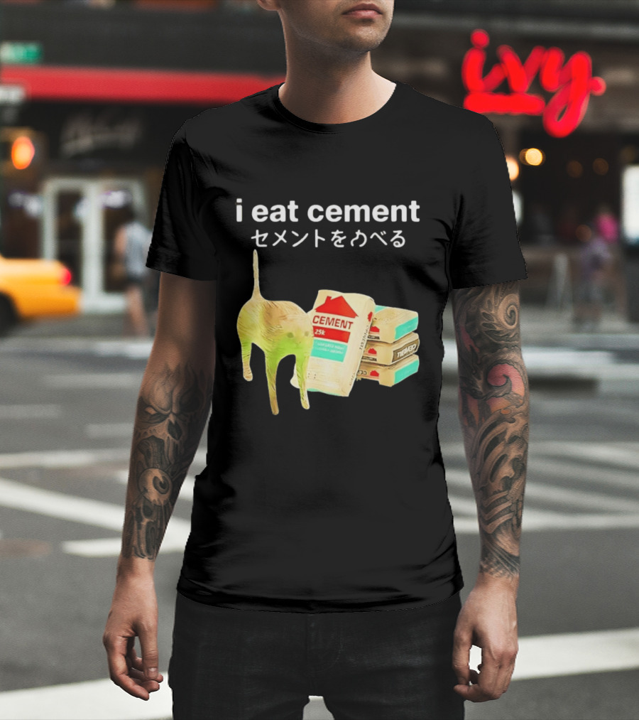 I Eat Cement Cat Meme Cursed T-Shirt