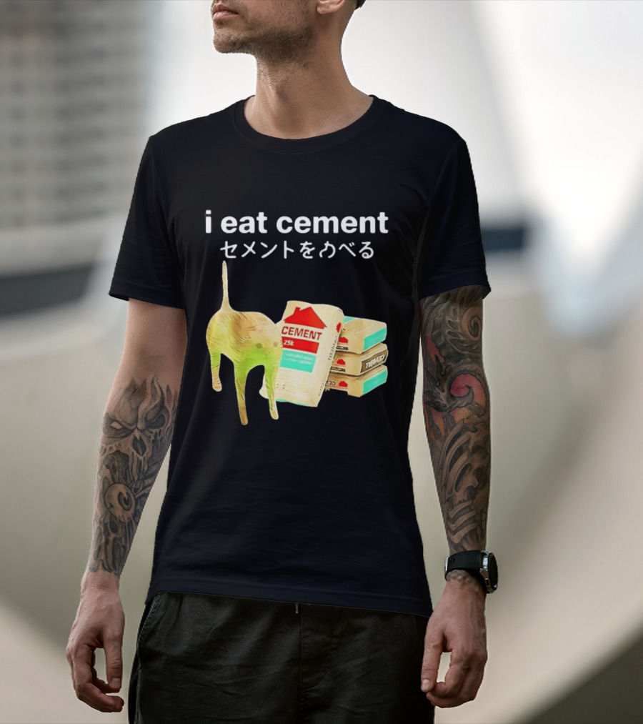 I Eat Cement Cat Meme Cursed T-Shirt