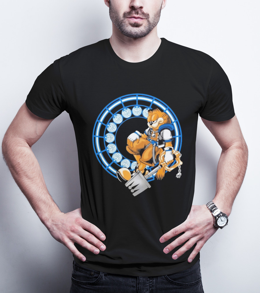 Just Another Heartless Monday Yetee Crossover With Keyblade Wielding Garfiend And Cool Blue Circles T-Shirt