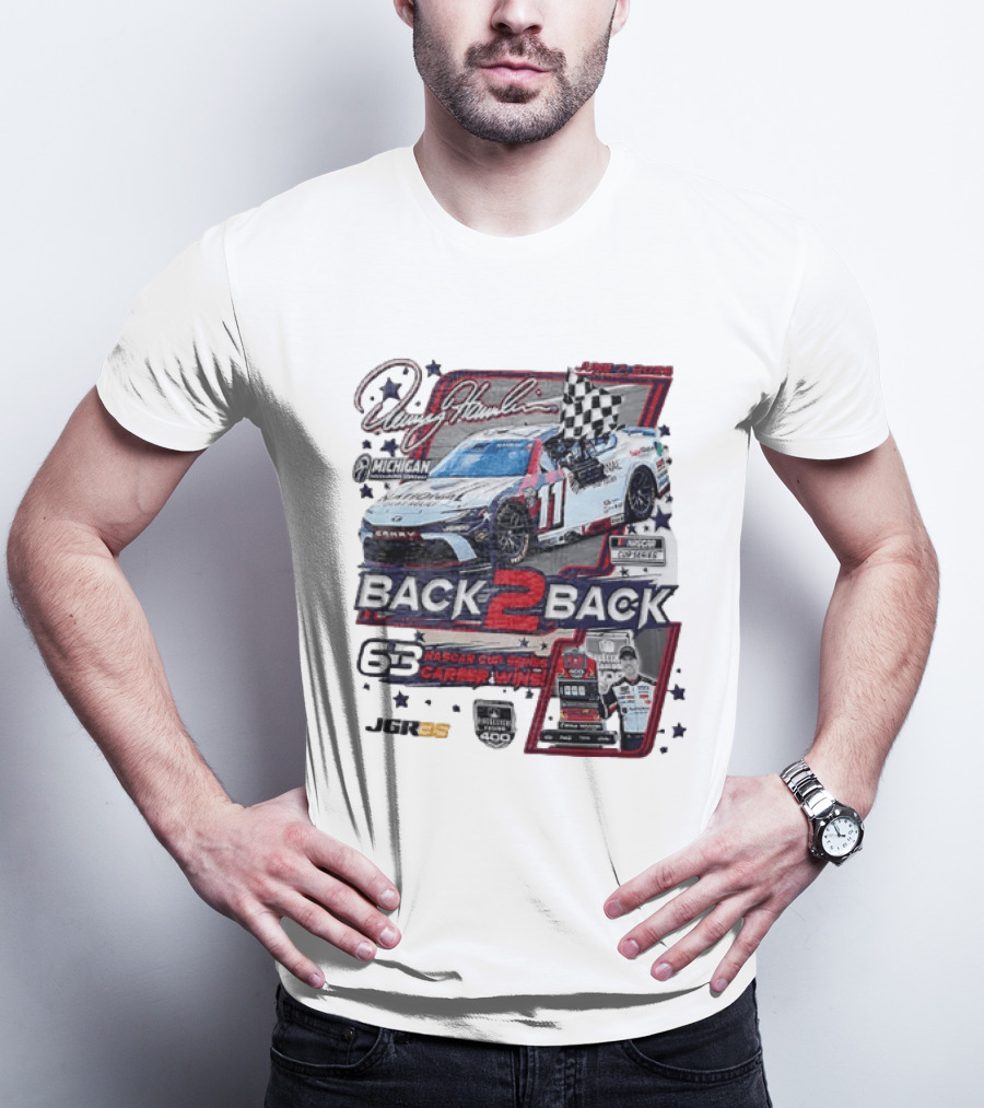 Denny Hamlin 60 NASCAR Cup Series Career Wins Back 2 Back Joe Gibbs Racing Michigan International Speedway NASCAR Cup Series Firekeepers Casino 400 T-Shirt