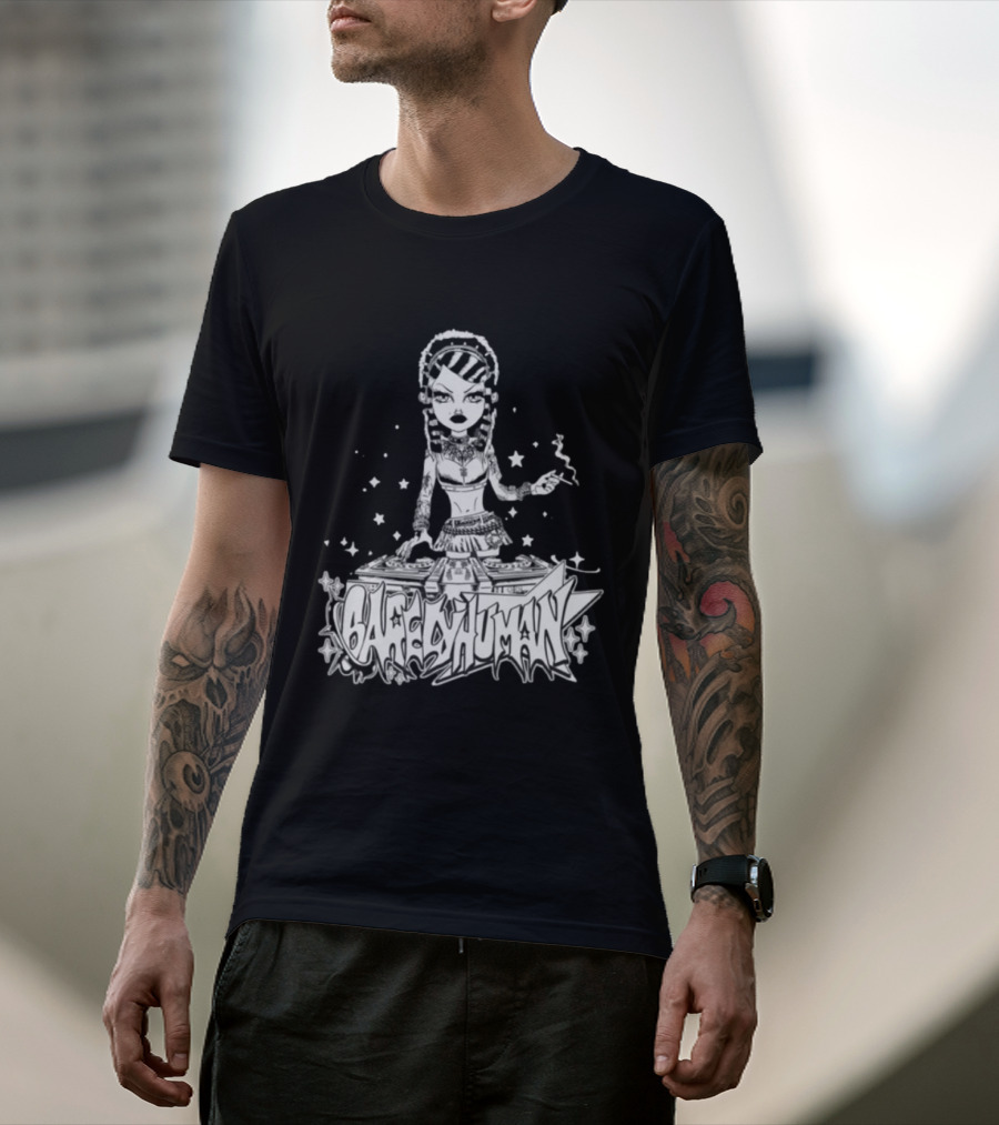 6Arelyhuman Digital Dancer Doll Tattoo Style DJ Aesthetic T-Shirt