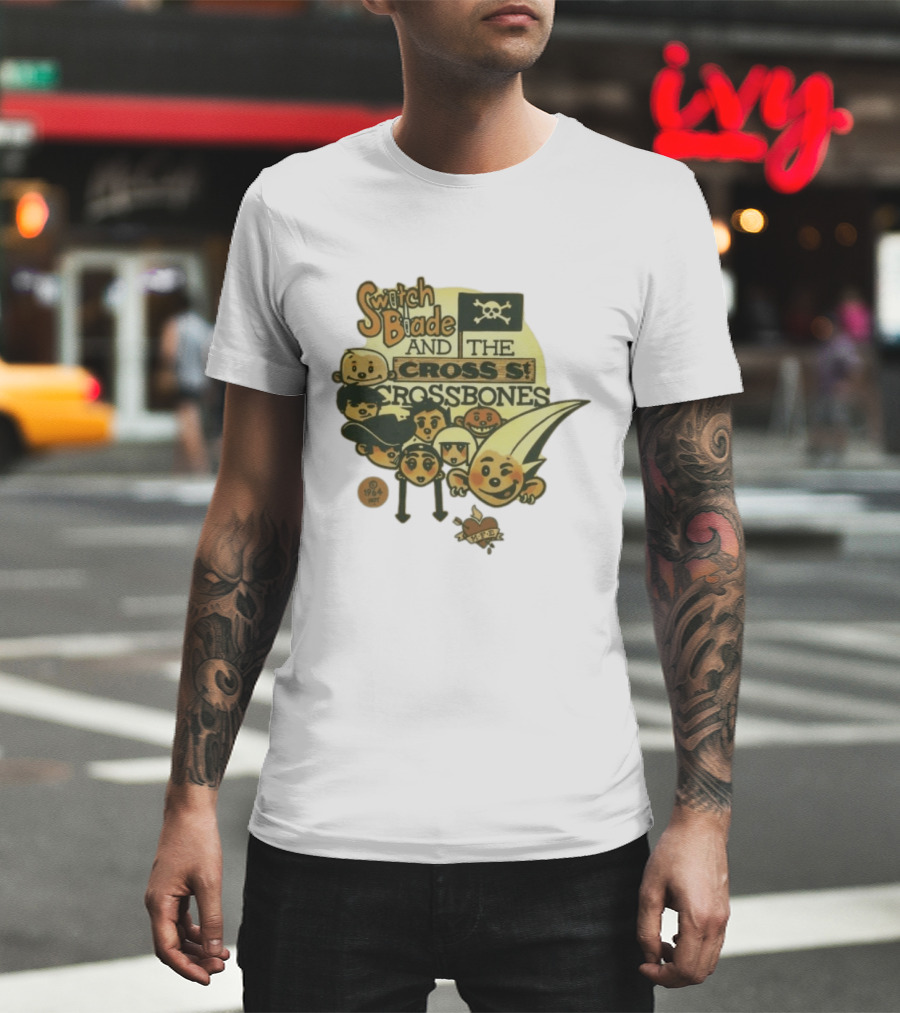 Switchblade And The Crossbones 1964 MFE Cartoon Characters With Skull Flag T-Shirt