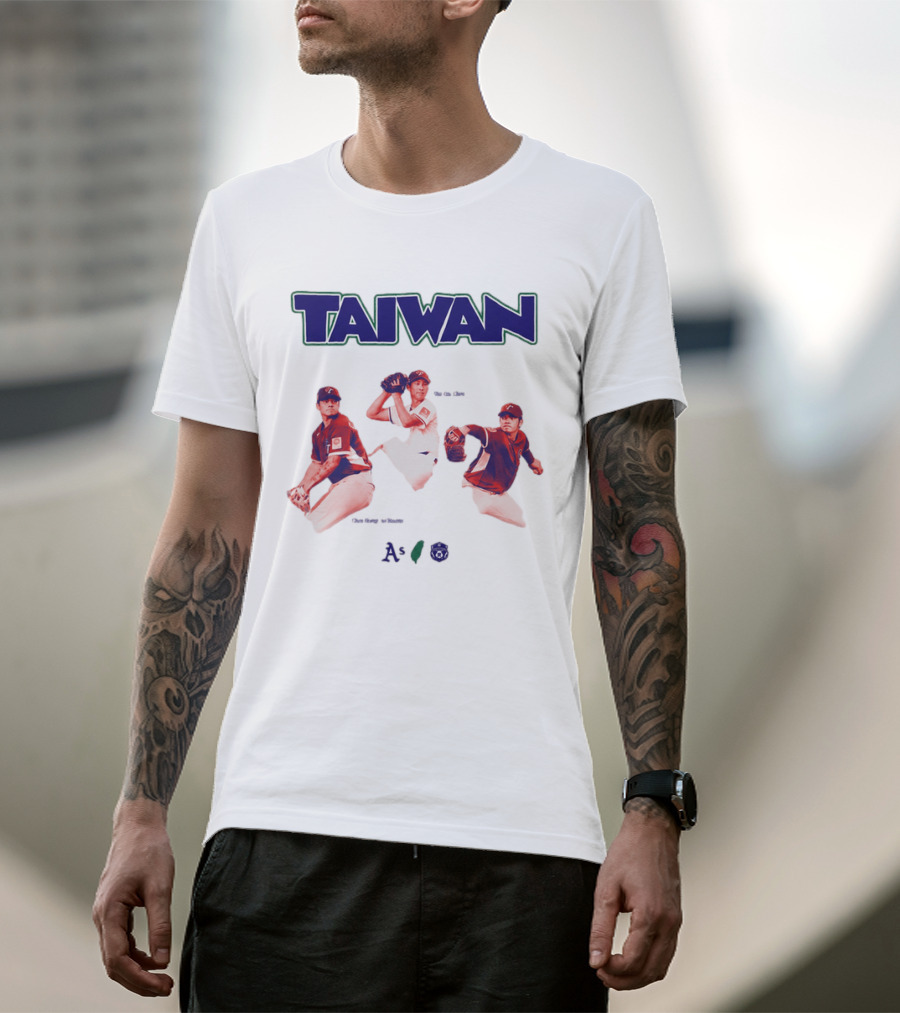 Taiwan Baseball Players Heritage With Taiwan Athletics And Baseball Federation Logos T-Shirt