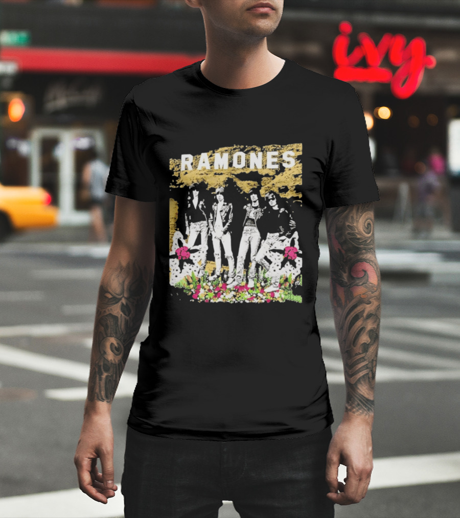Ramones Floral Punk Rock Music Band T-Shirt