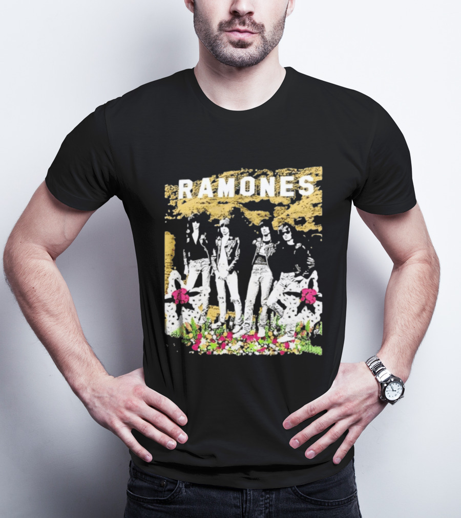 Ramones Floral Punk Rock Music Band T-Shirt