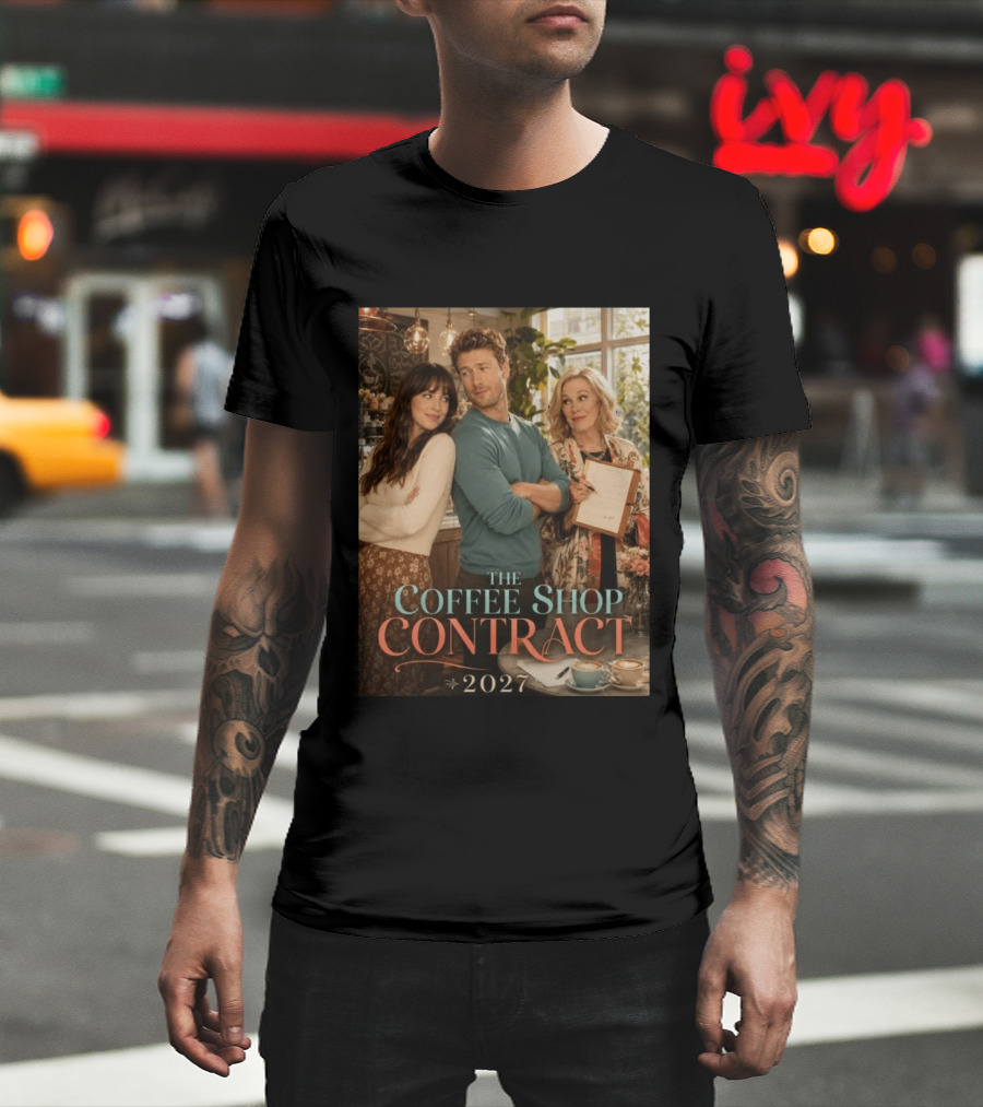The Coffee Shop Contract 2027 Cozy Romantic Comedy Scene T-Shirt