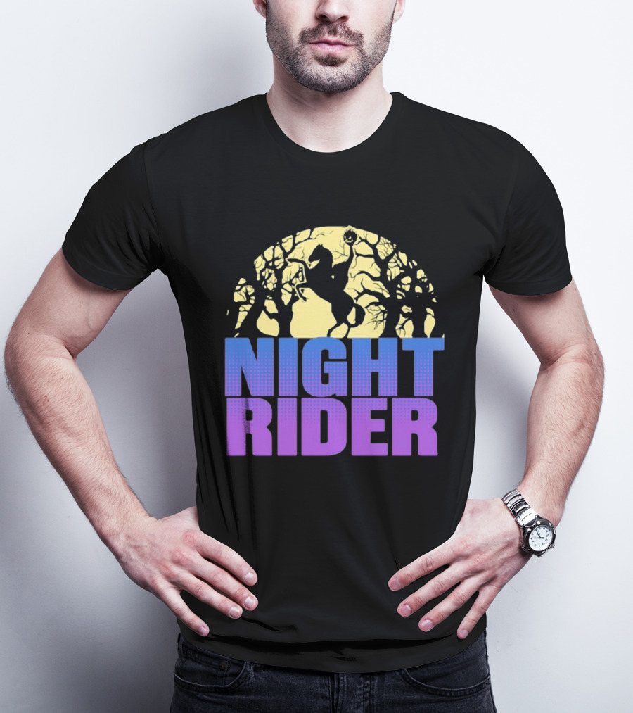 Night Rider Headless Horseman Halloween Moon T-Shirt