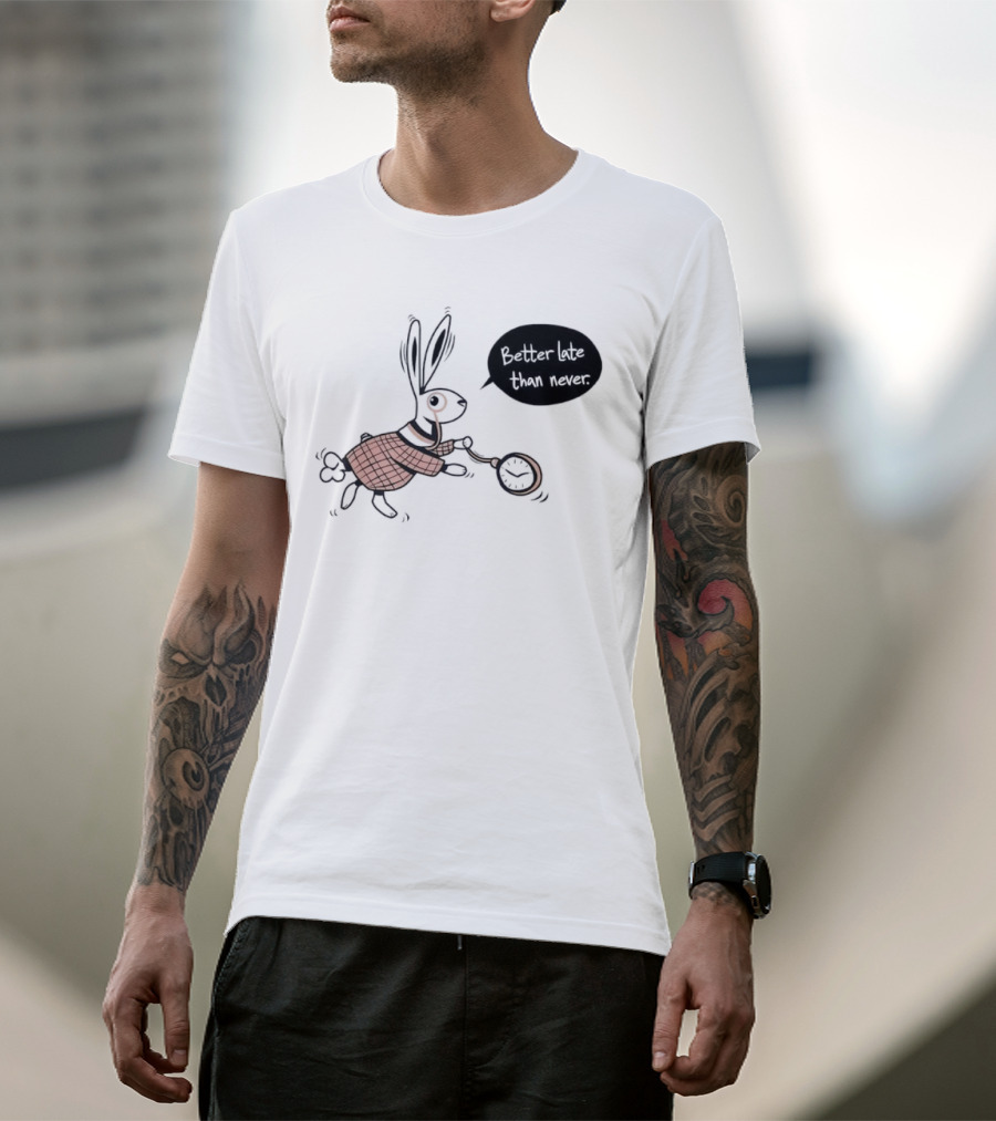 Better Late Than Never Rabbit Pocket T-Shirt