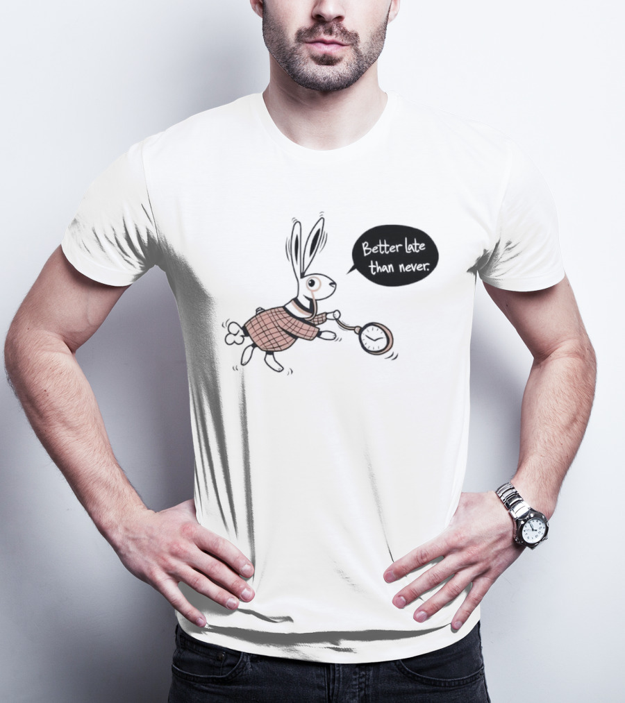 Better Late Than Never Rabbit Pocket T-Shirt