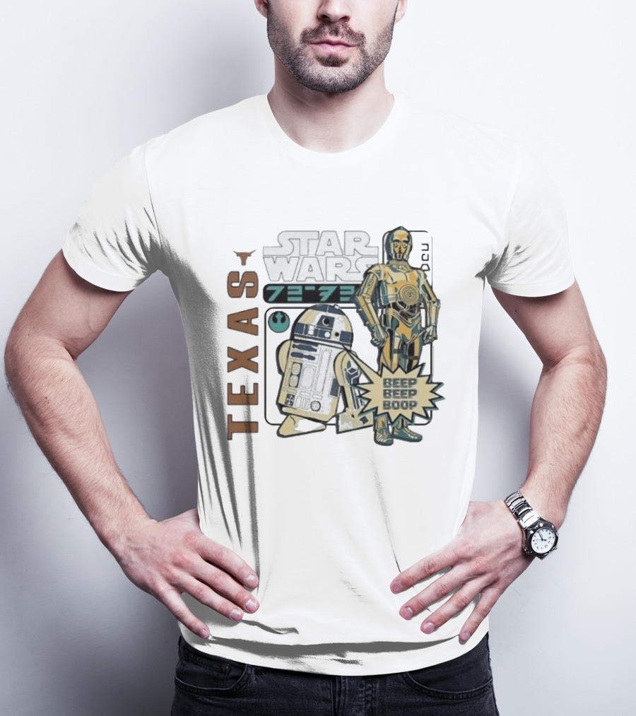 Texas Longhorns Star Wars C3PO R2D2 Beep Beep Boop T-Shirt