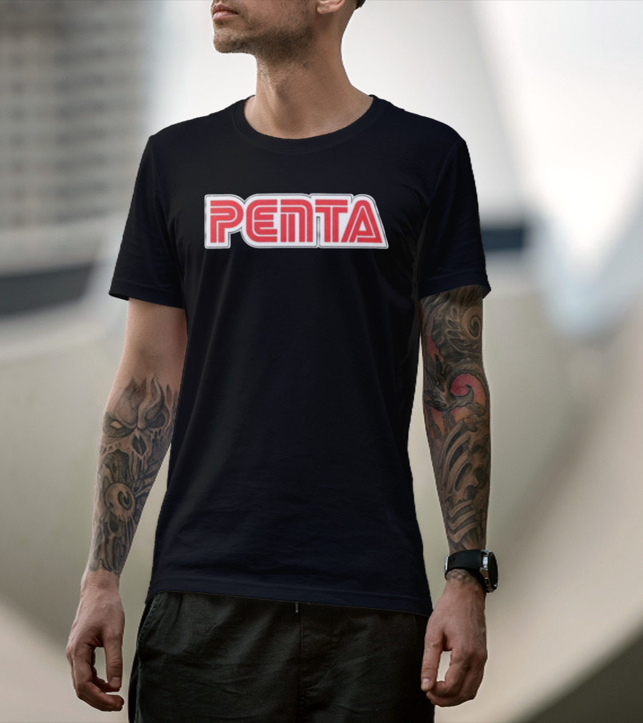 Penta Brand Retro 70s Style Bold Red Lettering T-Shirt