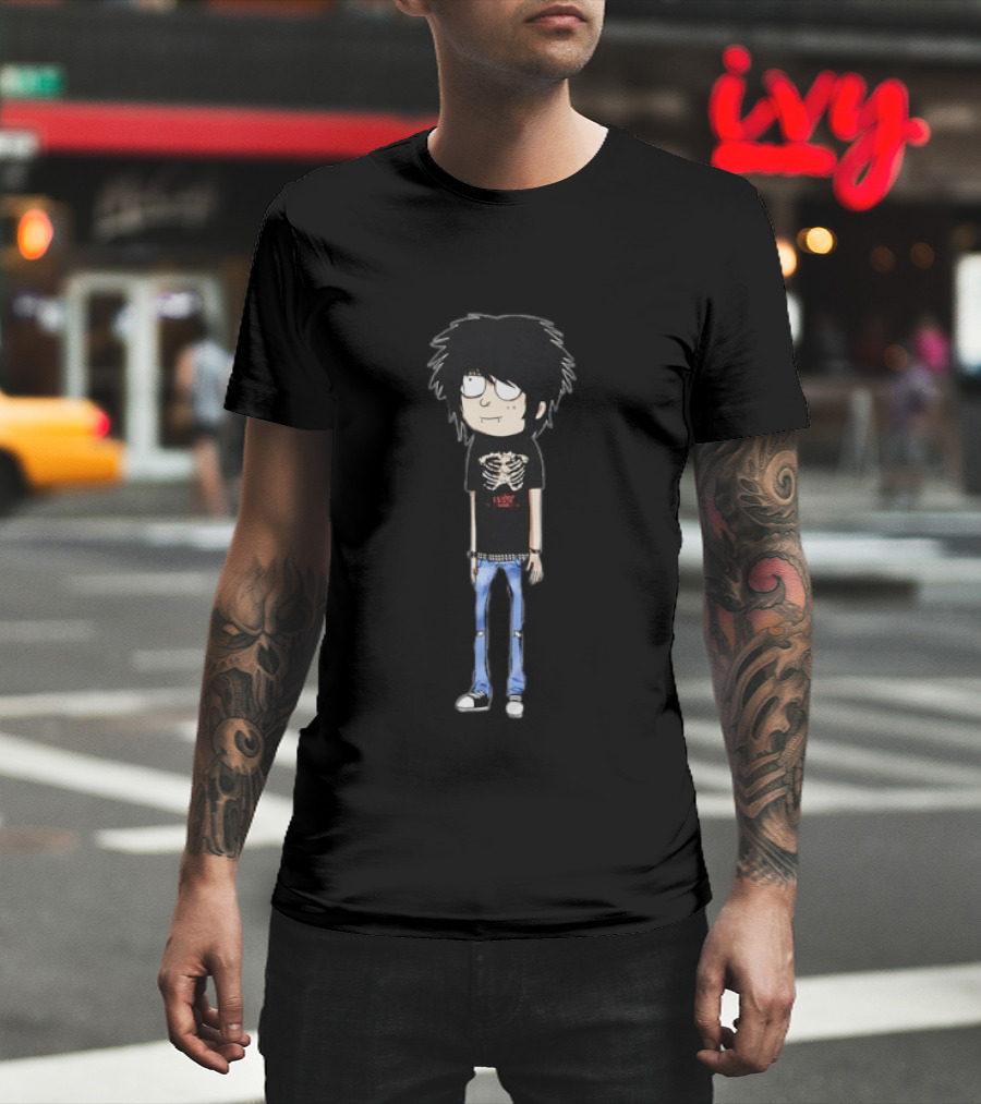 Aheartwellending Emo Scene Cartoon Character With Skeleton T-Shirt