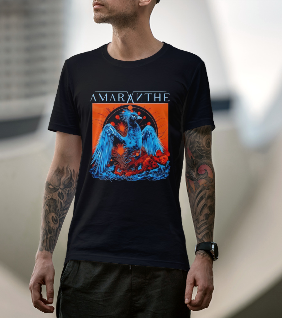 Amaranthe Phoenix Bird Metal Band Blue And Orange T-Shirt
