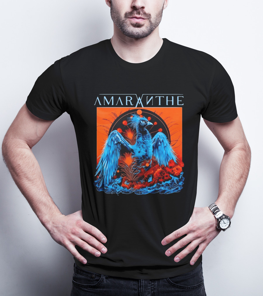 Amaranthe Phoenix Bird Metal Band Blue And Orange T-Shirt