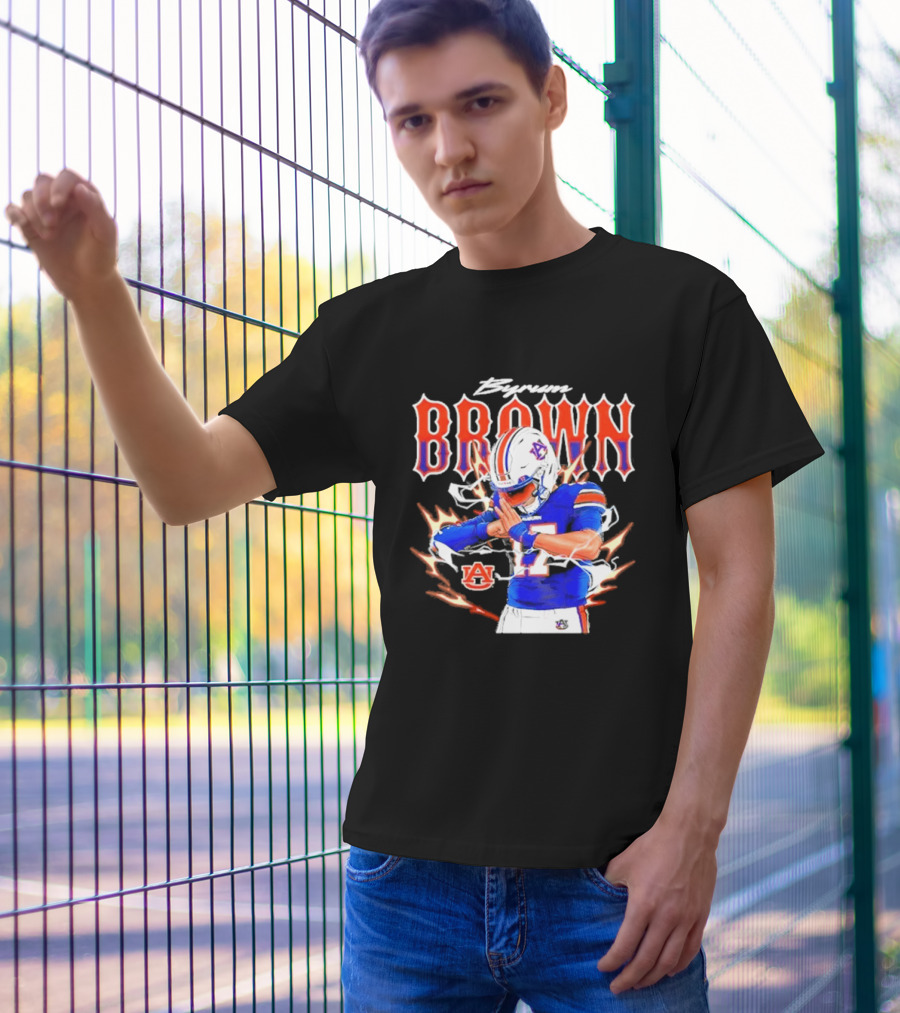 Auburn Tigers Byrum Brown Football Player Comic T-Shirt