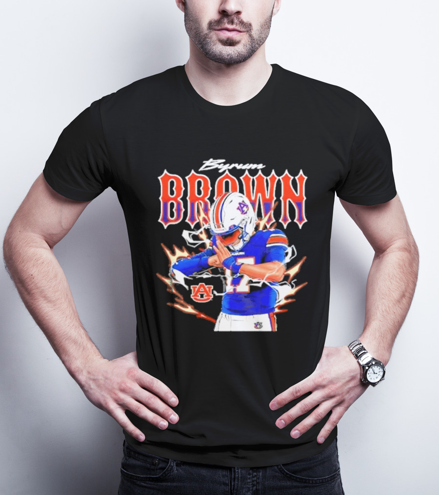 Auburn Tigers Byrum Brown Football Player Comic T-Shirt