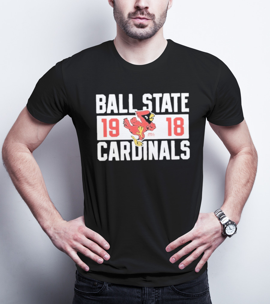 Ball State Cardinals 1918 Vintage Logo Red Cardinal Football Team T-Shirt