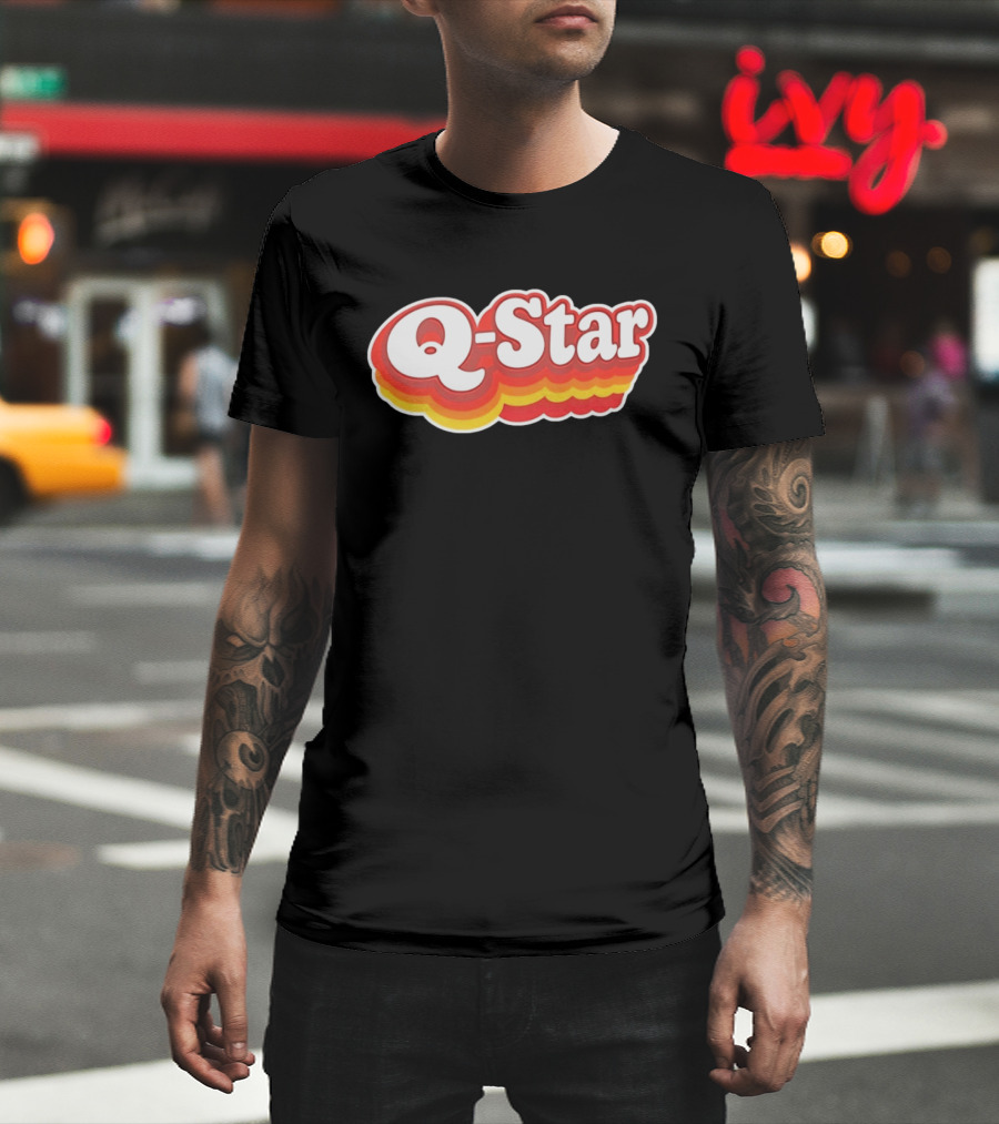 Q Star Vintage Retro Bold Font T-Shirt