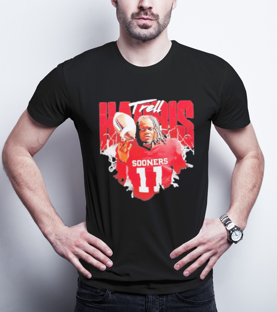 Trell Harris Oklahoma Sooners NCAA Football Player 11 Lightning T-Shirt