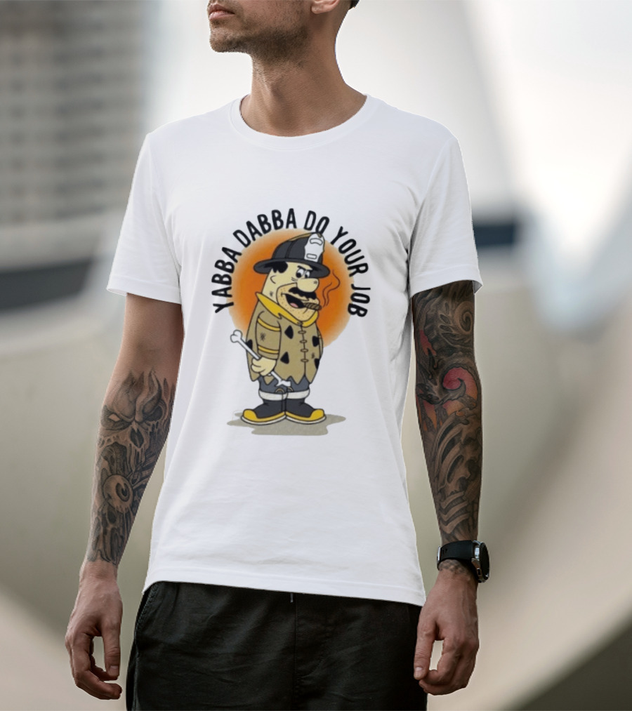 Flintstones Firefighter Yabba Dabba Do Your Job Smoking Cartoon T-Shirt
