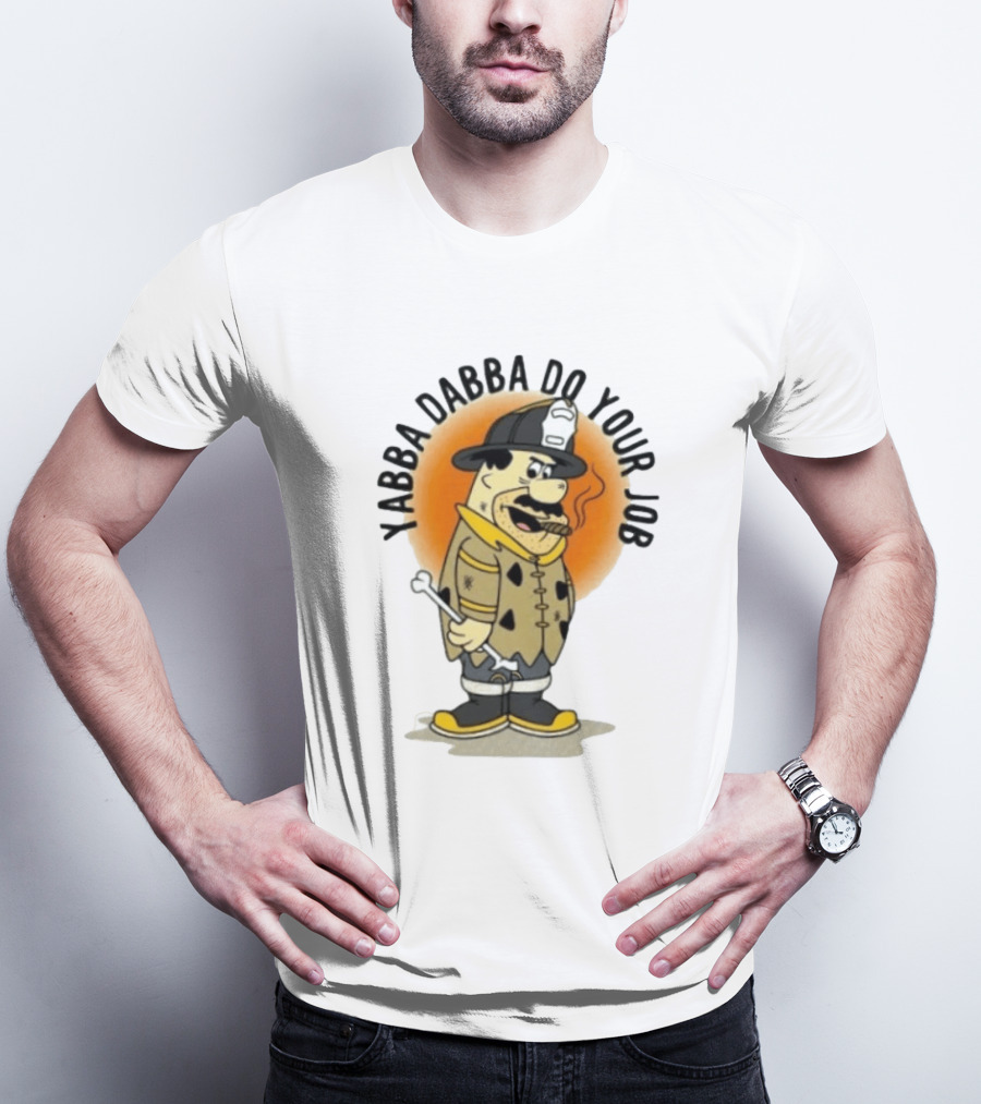 Flintstones Firefighter Yabba Dabba Do Your Job Smoking Cartoon T-Shirt
