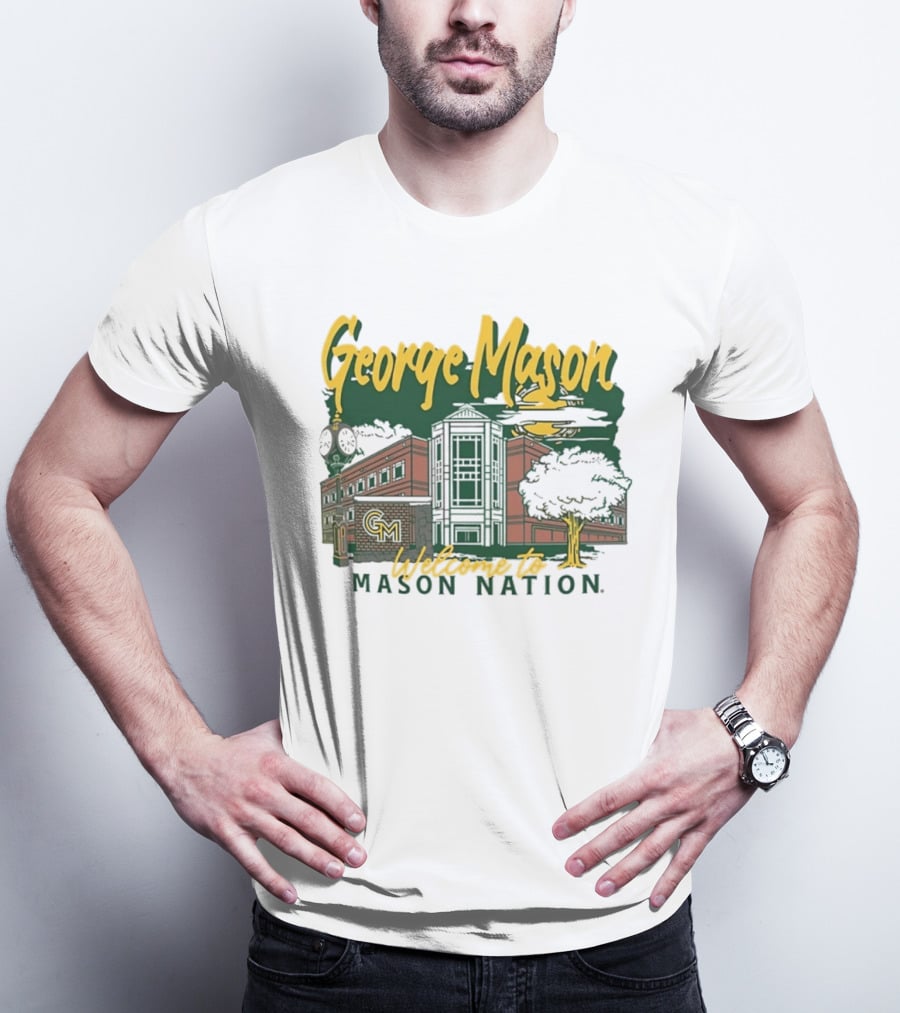 George Mason University Welcome To Mason Nation Iconic Campus Building And Tower T-Shirt