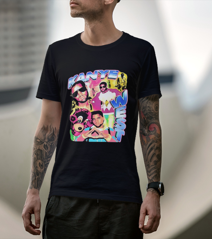 Kanye West Vintage Yeezy Bear Collage Hip Hop Rap Legend T-Shirt