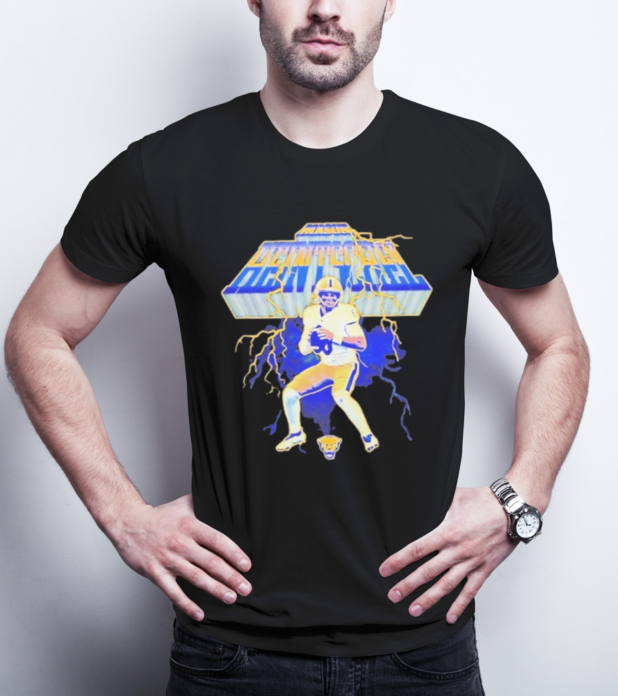 Pittsburgh Panthers NCAA Football Mason Heintschel Lightning T-Shirt
