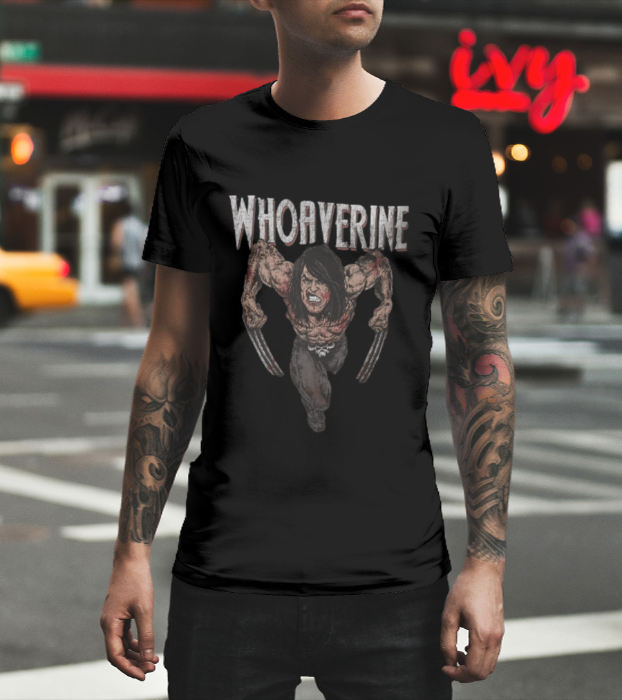 Whoaverine Claws Bare Chest Gritting Teeth T-Shirt