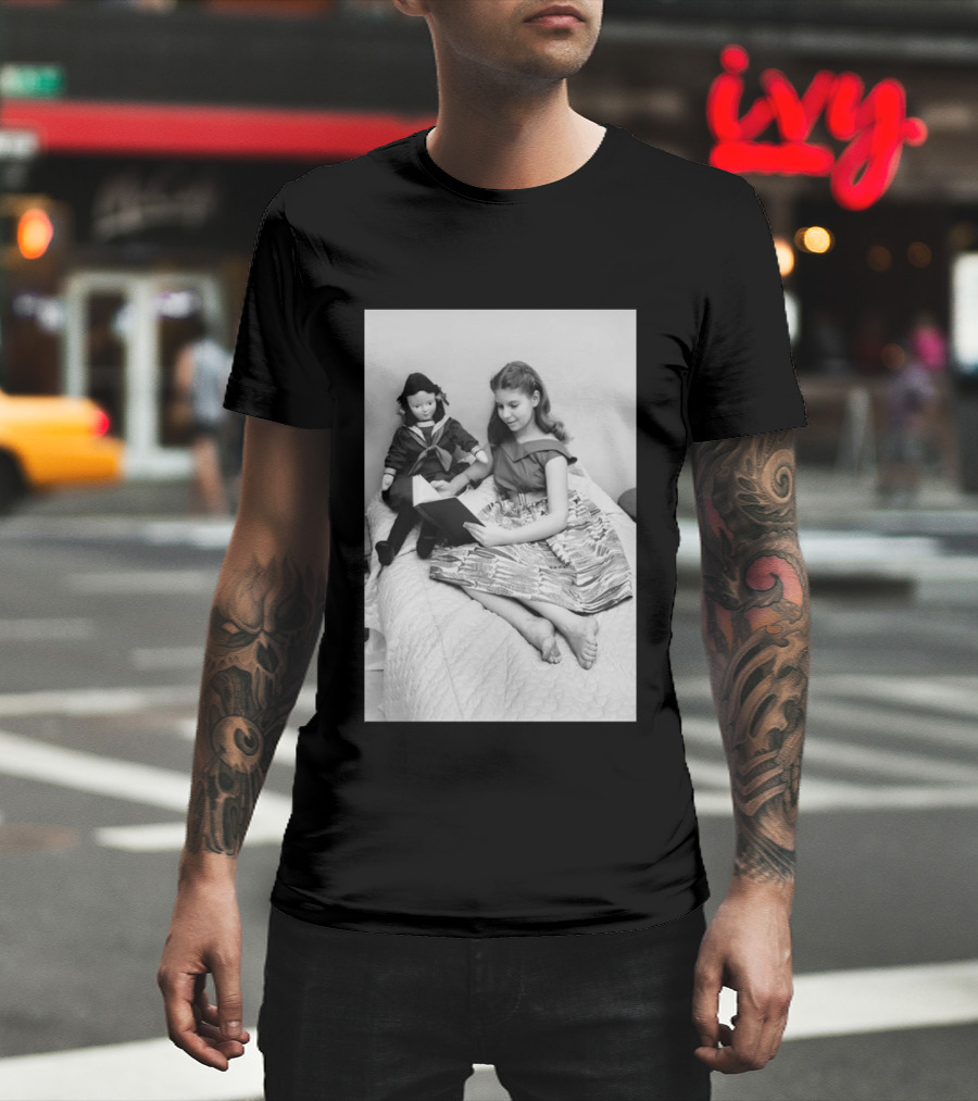 Robin Morgan Young Girl Reading With Doll Vintage Photograph T-Shirt