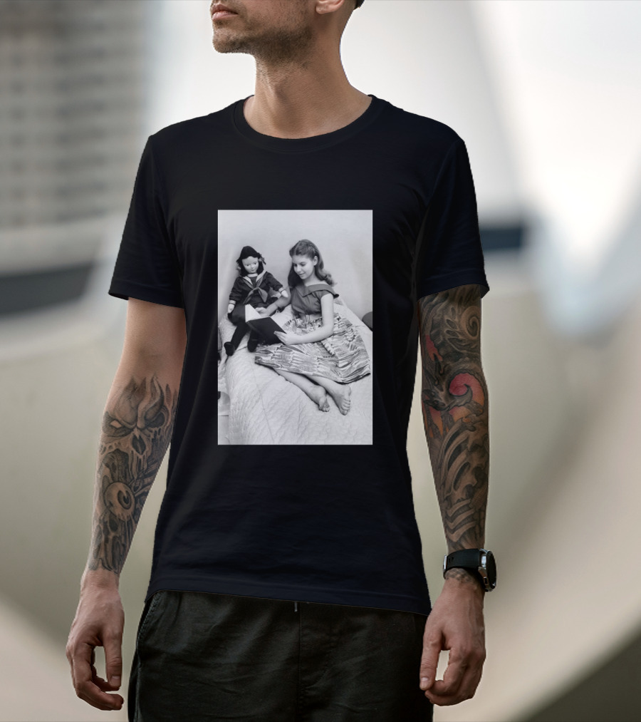 Robin Morgan Young Girl Reading With Doll Vintage Photograph T-Shirt
