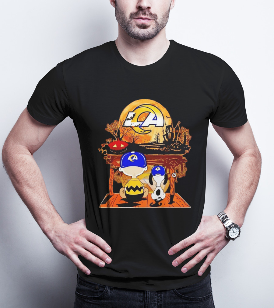 Los Angeles Rams Halloween With Charlie Brown And Snoopy T-Shirt