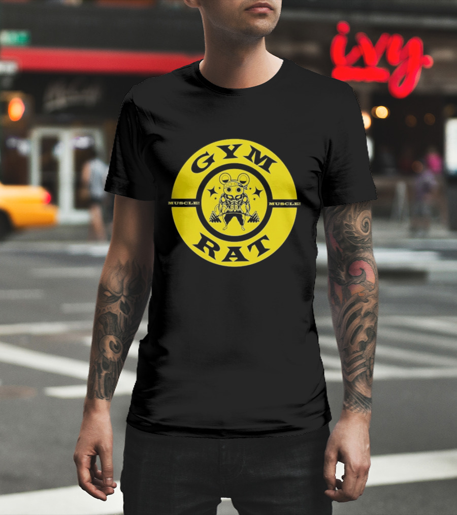 Gym Rat Muscle Fitness Workout Bodybuilding Mouse T-Shirt
