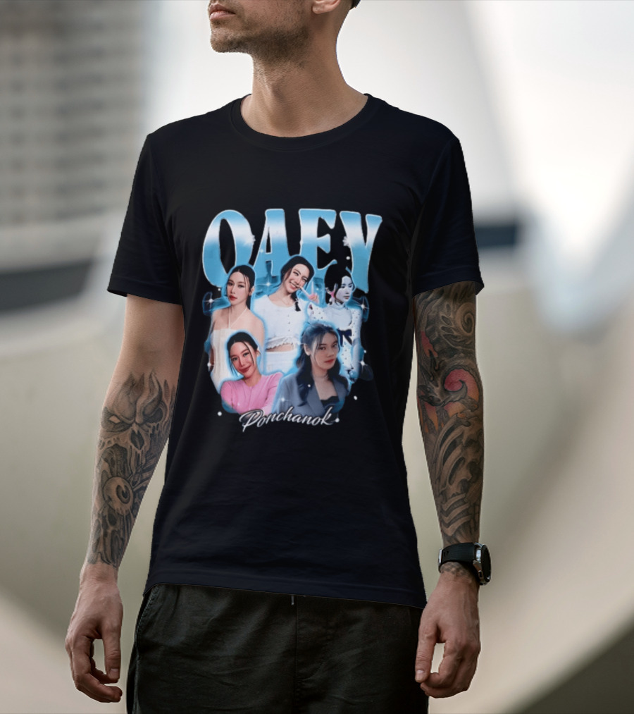 Oaey Ponchanok Woman Collage Blue Aura Sparkles Bootleg T-Shirt