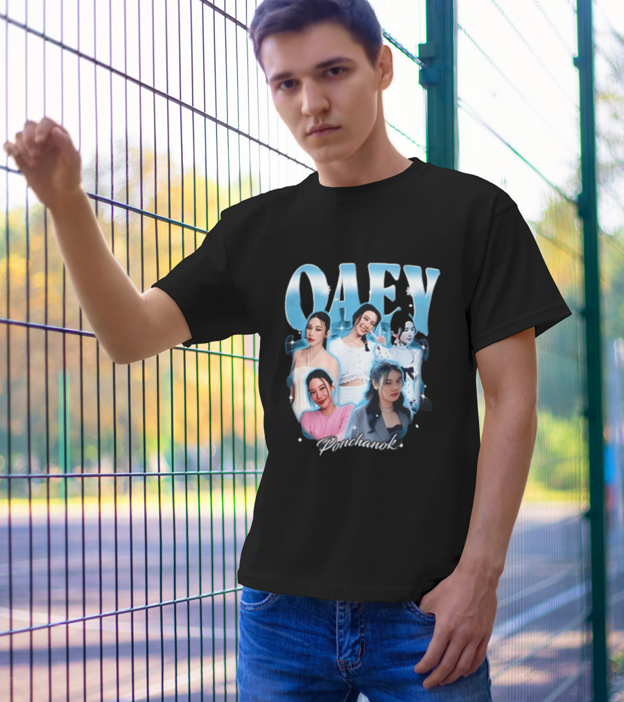 Oaey Ponchanok Woman Collage Blue Aura Sparkles Bootleg T-Shirt