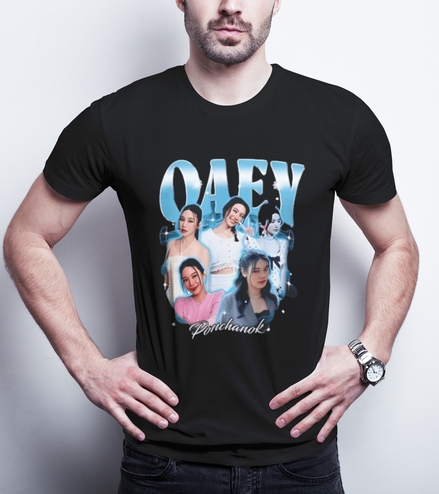 Oaey Ponchanok Woman Collage Blue Aura Sparkles Bootleg T-Shirt