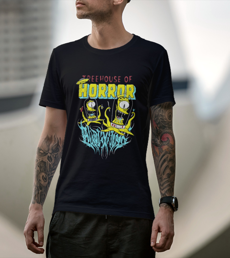 Treehouse Of Horror Kang Kodos Aliens Tentacles Distressed Cartoon T-Shirt