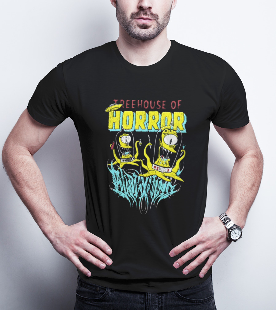 Treehouse Of Horror Kang Kodos Aliens Tentacles Distressed Cartoon T-Shirt