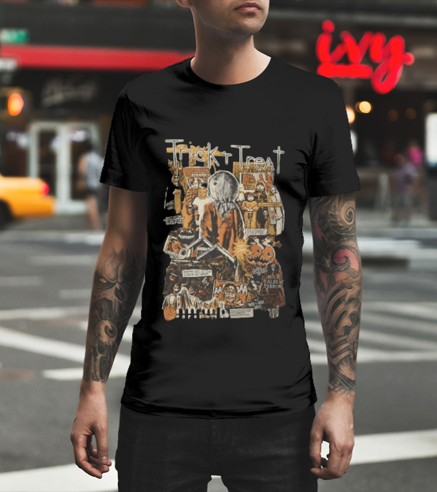 Trick R Treat Sam Halloween Four Tales Of Terror Horror Comic Collage T-Shirt